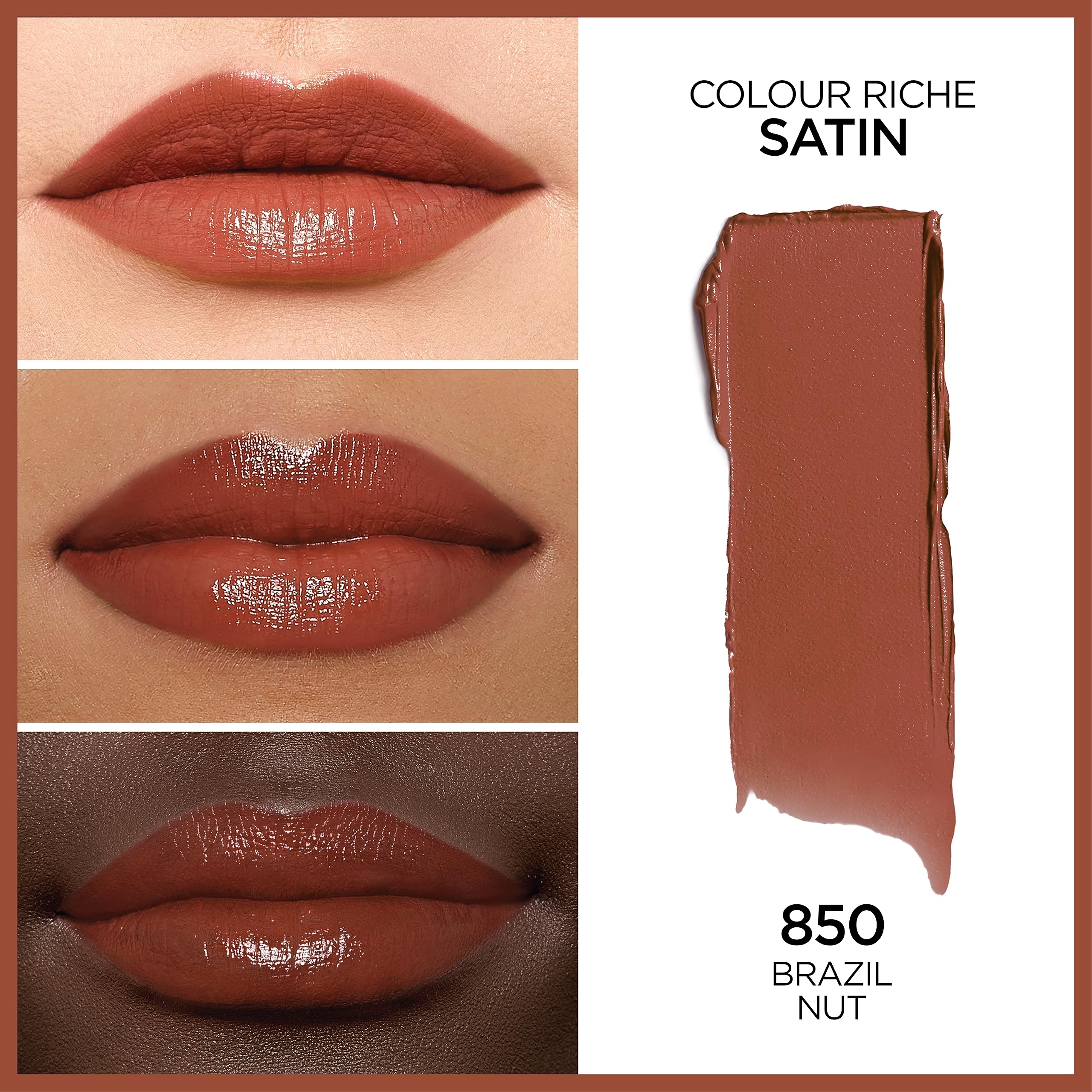 L’Oréal Paris Colour Riche Original Creamy, Hydrating Satin Lipstick with Argan Oil and Vitamin E, Brazil Nut , 1 Count