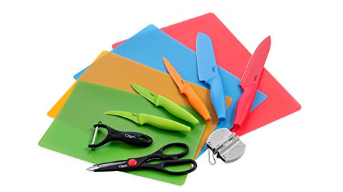 Ozeri Elite Chef 17-Piece Stainless Steel Knife & Cutting Mat Set, in Color