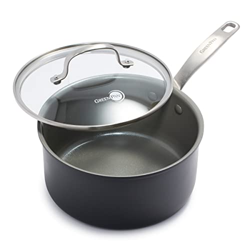 GreenPan Chatham Hard Anodized Healthy Ceramic Nonstick 10 Piece Cookware Pots and Pans Set, Gray & Chatham Hard Anodized Healthy Ceramic Nonstick, 3QT Saucepan Pot, Gray