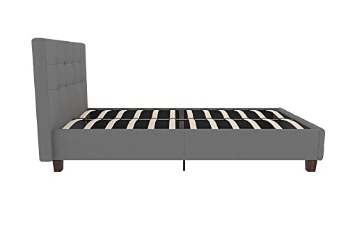 DHP Rose Upholstered Platform Bed with Button Tufted Headboard and Footboard, No Box Spring Needed, Twin, Gray Linen