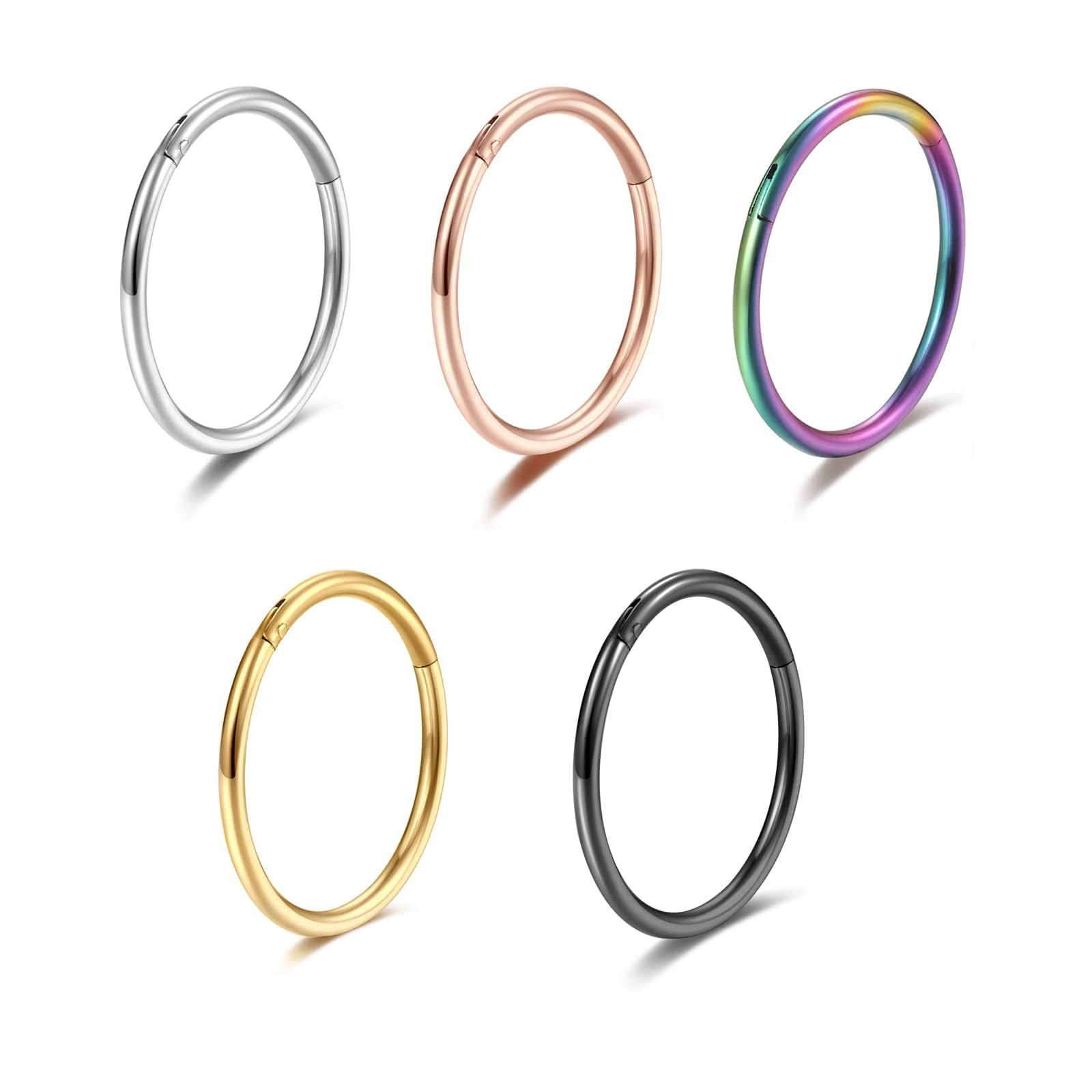 Lantine Septum Rings 316L Surgical Steel Septum Jewelry Nose Rings Hoops For Women Rook Daith Tragus Piercing Jewelry Hinged Cartilage Gold Hoop Earrings 16G