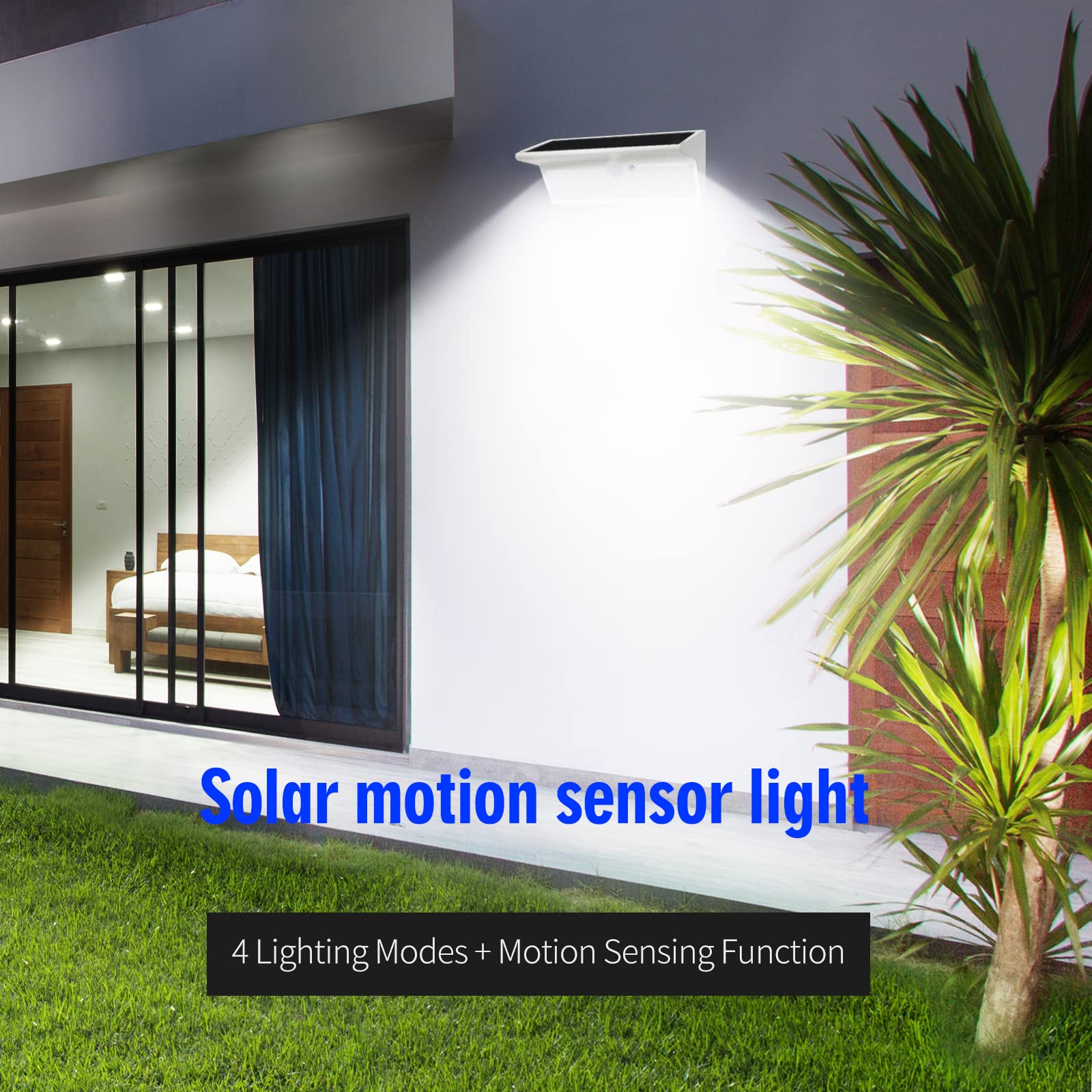 MHAZDZE Solar Lights Outdoor, 800LM 3000mAh Solar Motion Sensor Lights, 4 Modes 46LED Solar Motion Lights Outdoor with IP65 Waterproof for Garden Deck Garage
