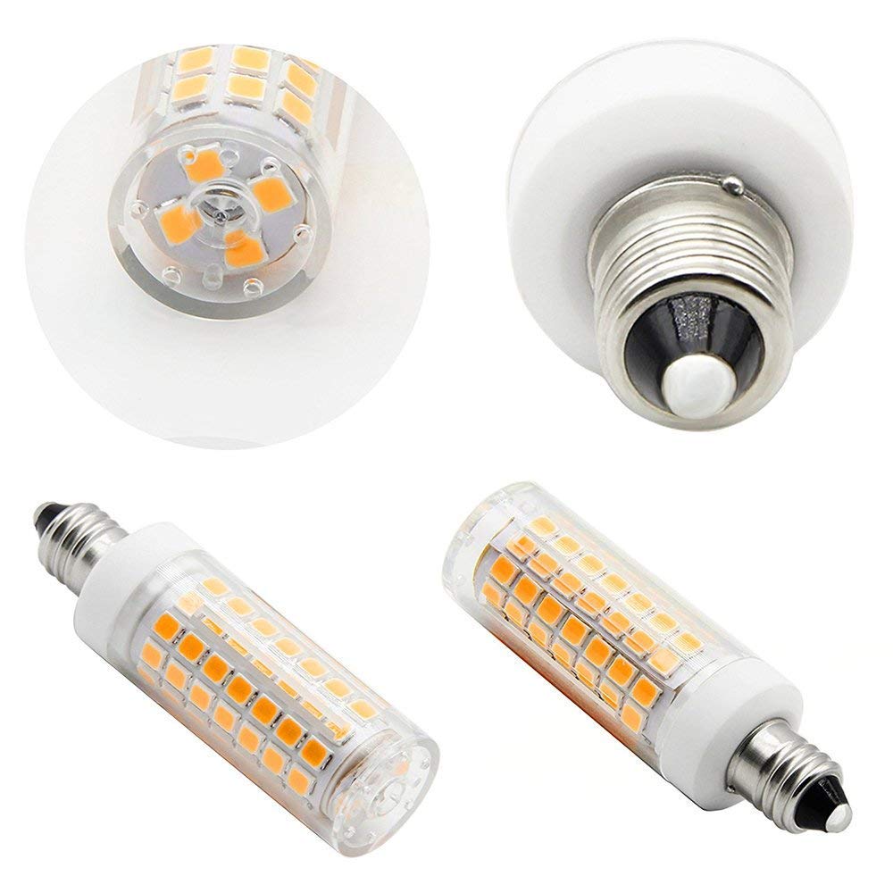 HXMLIHB E11 LED Bulb,JD T3/T4 E11 Mini Candelabra Base,8W Dimmable,80W Halogen Bulb Replacement,800LM,AC110V-130V,Warm White 3000K for Indoor Decorative Lighting(Pack of 2)