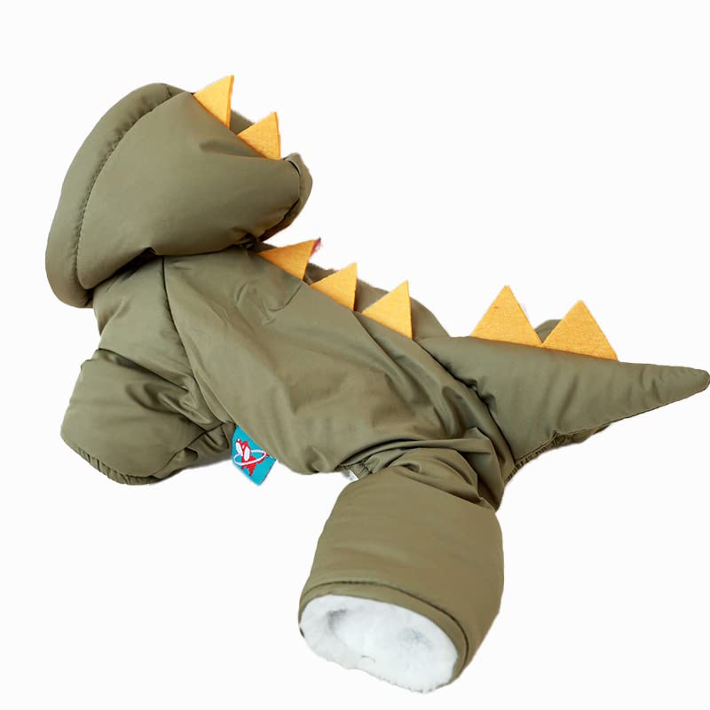 Dog Dinosaur Cold Weather Coats Fleece Lining Extra Warm Dog Hoodie in Winter,Small Dog Jacket Puppy Coats with Hooded,Warm Coat Clothes Cozy Windproof Winter Dog Coats (XL,Green)