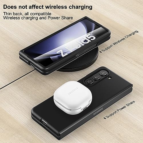 Foluu Slim Fit Case for Samsung Galaxy Z Fold 5 Case, with Front Built-in Screen Protector, Ultra Thin Matte PC Protective Cover for Samsung Galaxy Z Fold5 5G 2023 (Black)
