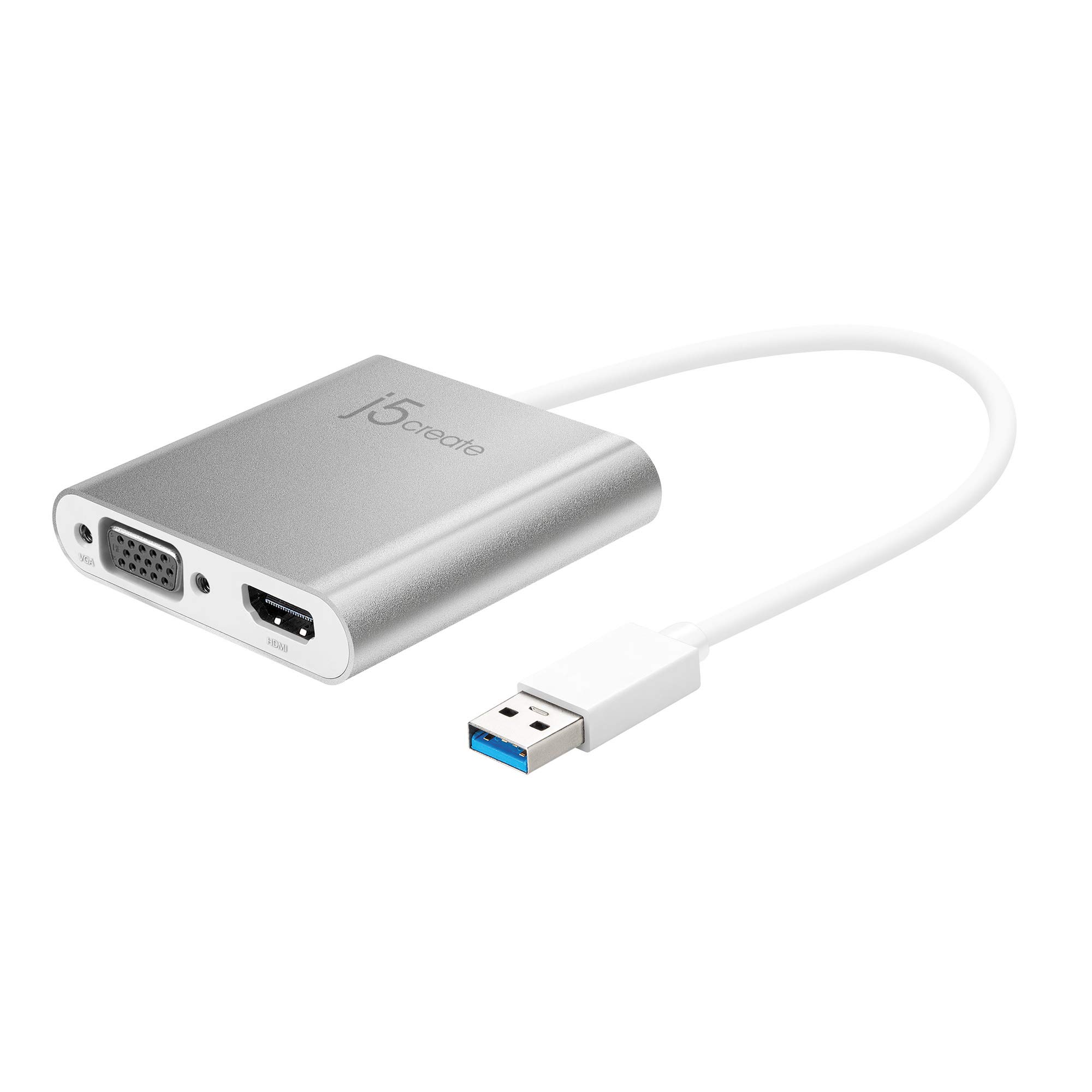j5create USB to HDMI VGA Multi-Monitor Adapter - Supports Resolutions up to 2048 x 1152 - Compatible with Windows and Mac with USB Type-A 3.0 Port (JUA360)
