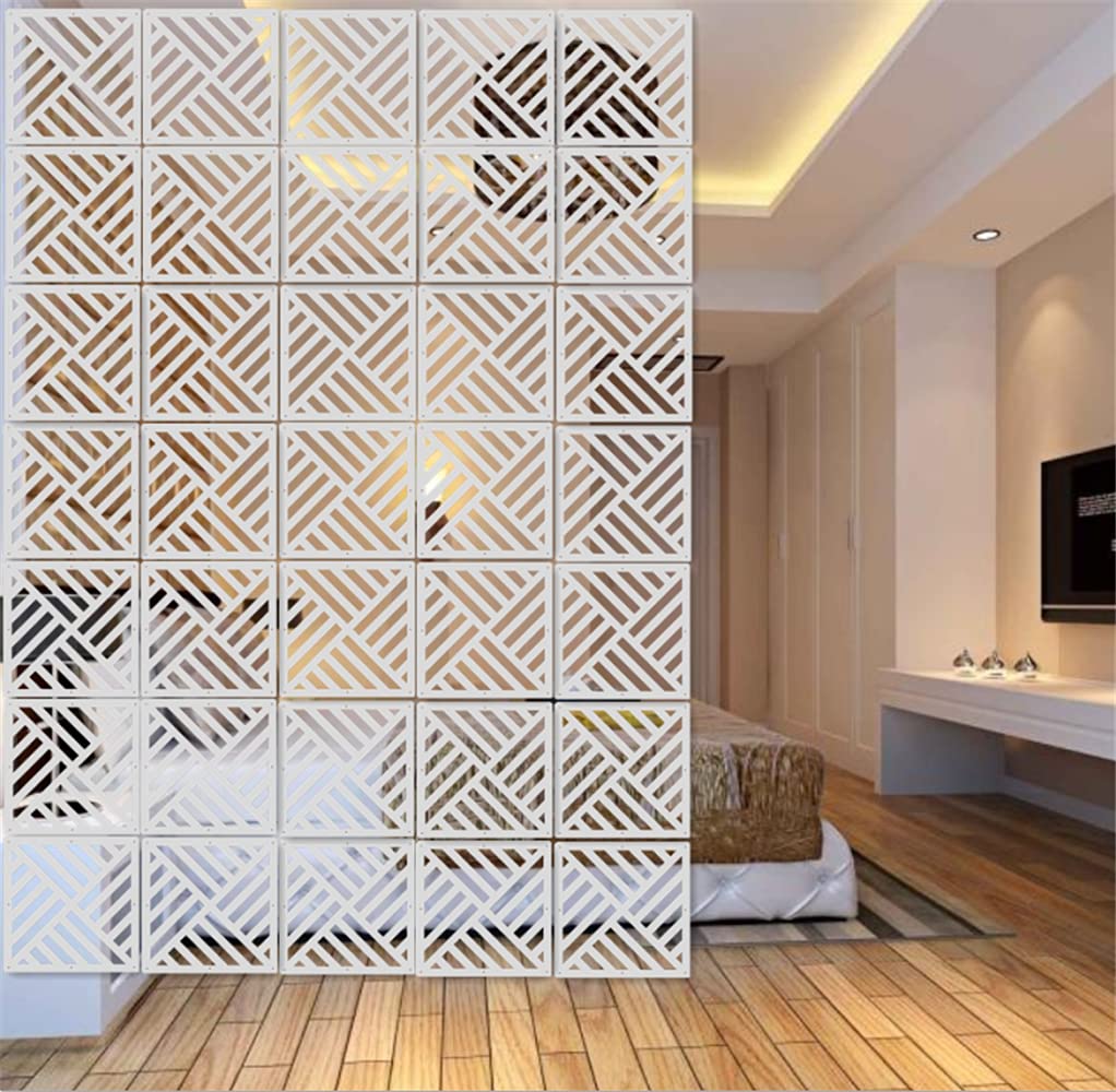 BMIDRUT 12Pcs/Set Hanging Room Divider White DIY Panel Screens Partition Wall Dividers Room Decorative with All Accessories 11.4x11.4 Inch (M6)
