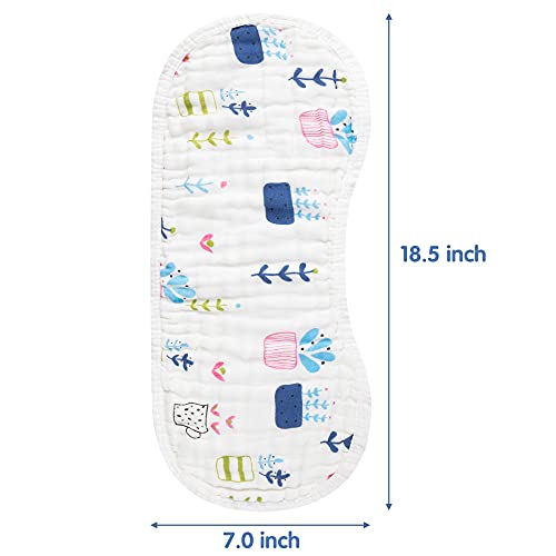 GROBRO7 5Pcs Burp Cloths Baby Bibs Muslin Burping Bid for Babies with Strawberry Flamingo Cotton Large Towels in 6 Layers Extra Absorbent Soft Machine Washable Nursery Newborn Gift 7x18.5inch