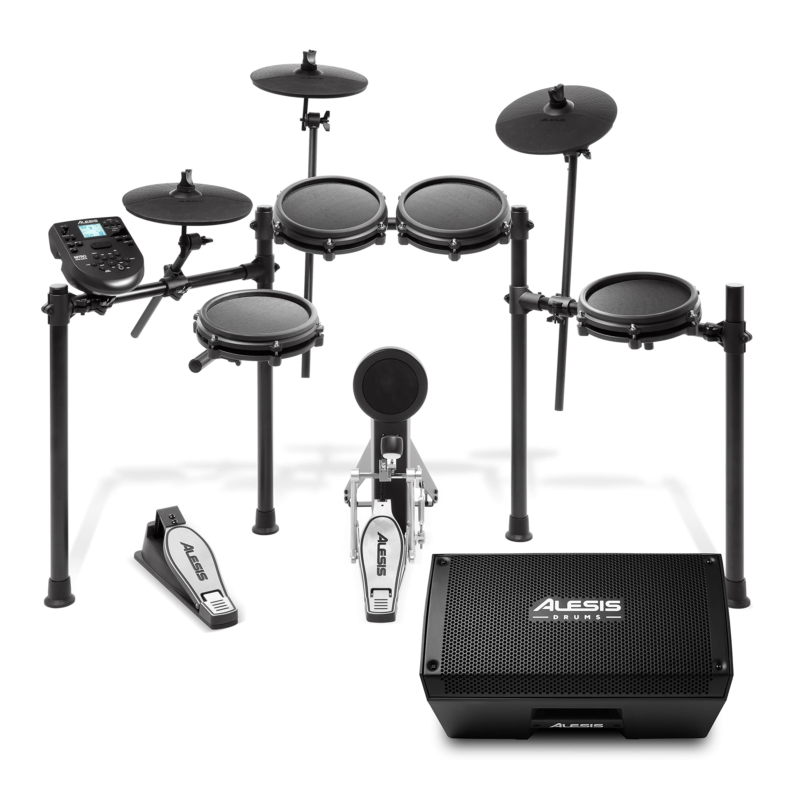 Alesis Drums Nitro Mesh Kit & Strike Amp 8 Bundle - Eight Piece Mesh Electric Drum Set With 385 Drum Kit Sounds and 2000W Drum Amplifier