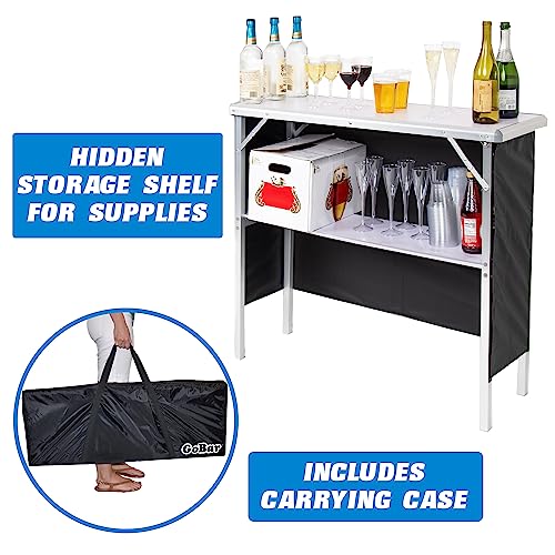 GoBar Portable High Top Bar, Includes 3 Front Skirts and Carrying Case, Black