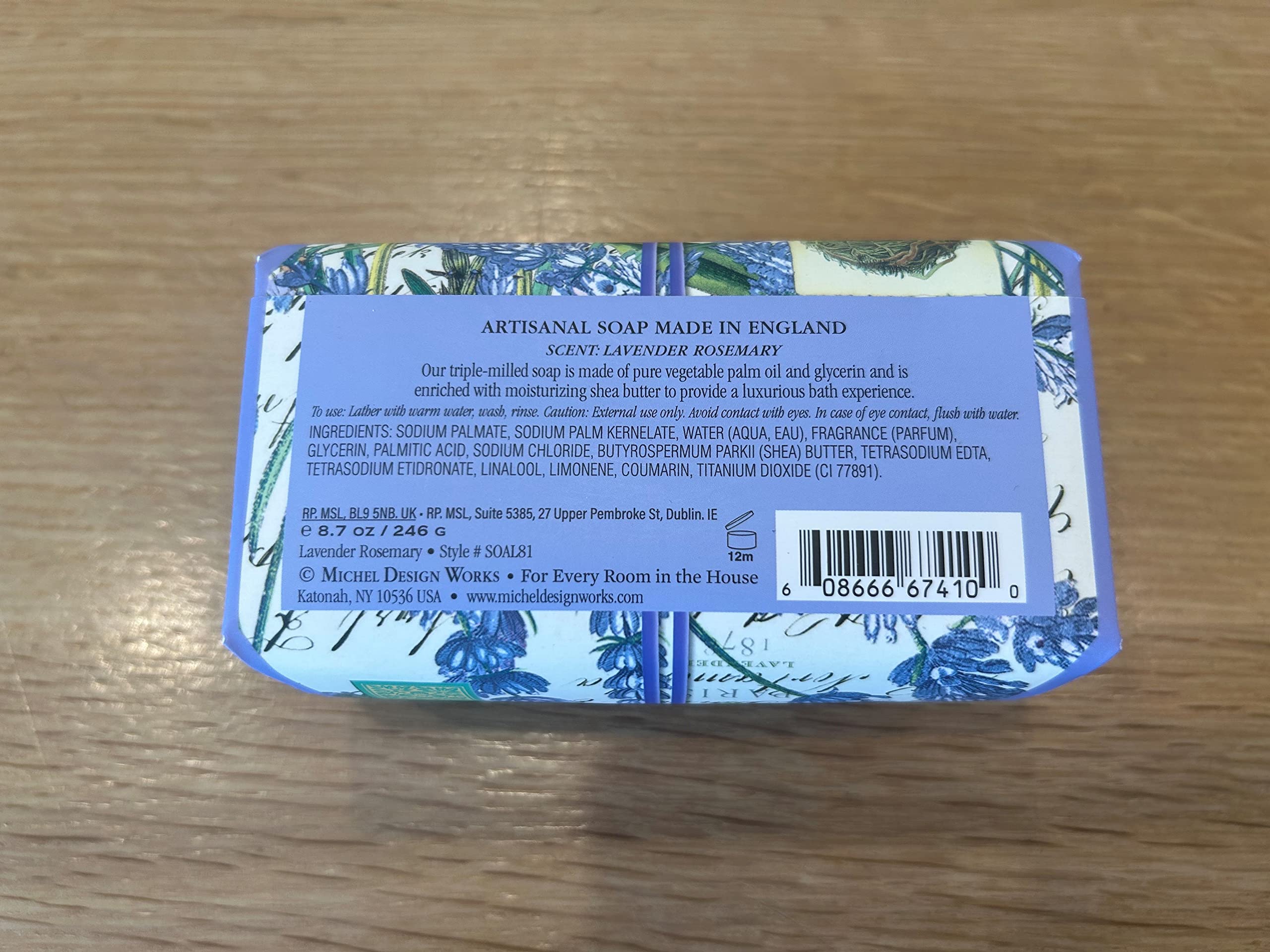 Michel Design Works Large Bath Soap Bar, Lavender Rosemary