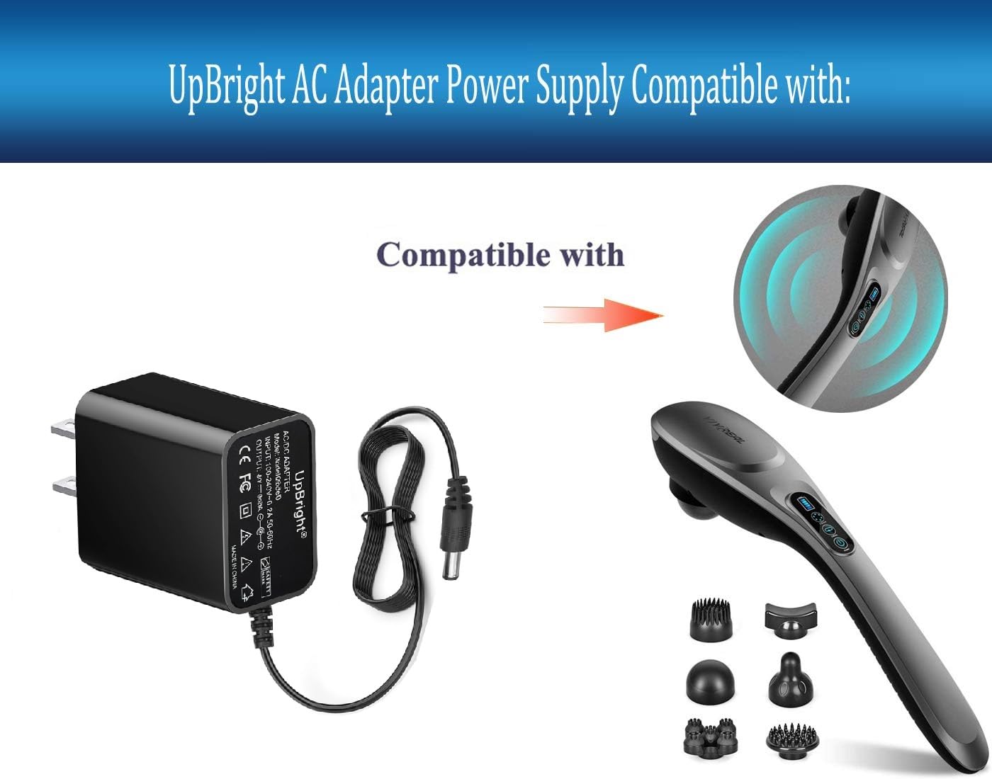 UpBright 8.4V AC/DC Adapter Compatible with Vivreal LY-651A Cordless Massager Rechargable Foot Back Body Massage LY651A Viv real HK15-HASF0841000 HK15HASF0841000 8.4VDC 1A Power Supply Battery Charger