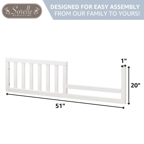 Sorelle 136 Toddler Solid Wood Bed Rail & Crib Conversion Kit | Universal & Timeless Style | Brushed Ivory | 51"x1"x20", Converts Crib to Toddler Bed