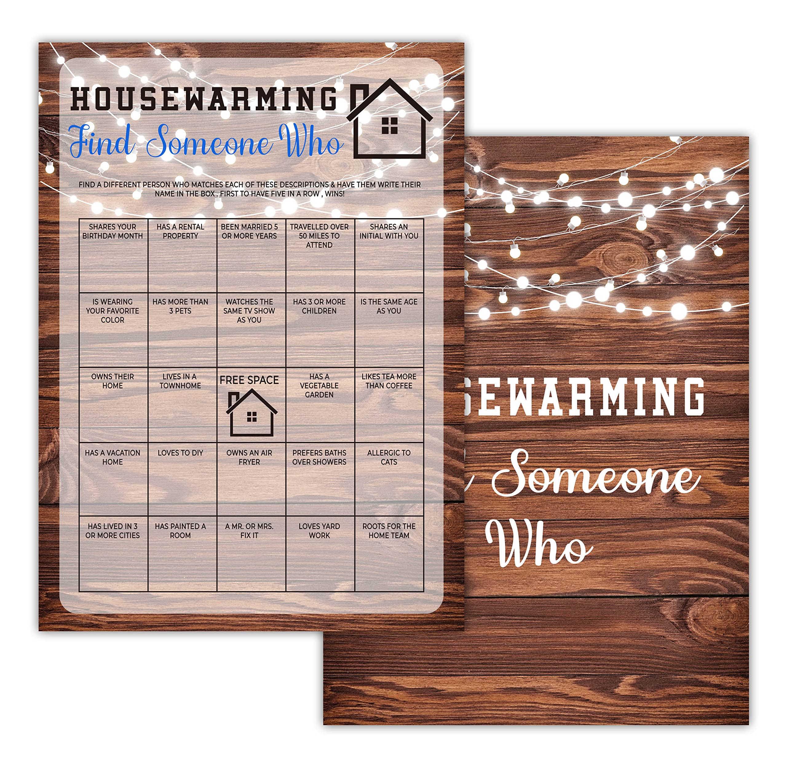 Housewarming Party Games, House Hunt, Rustic New Home, New House, New Homeowner Party Games Cards, 30 Sheets Each Pack