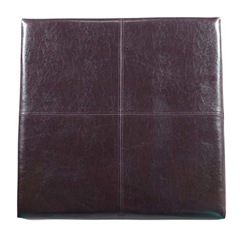 Homepop Home Decor |K2380-E155 | Luxury Large Faux Leather Square Storage Ottoman | Ottoman with Storage for Living Room & Bedroom, Distressed Brown