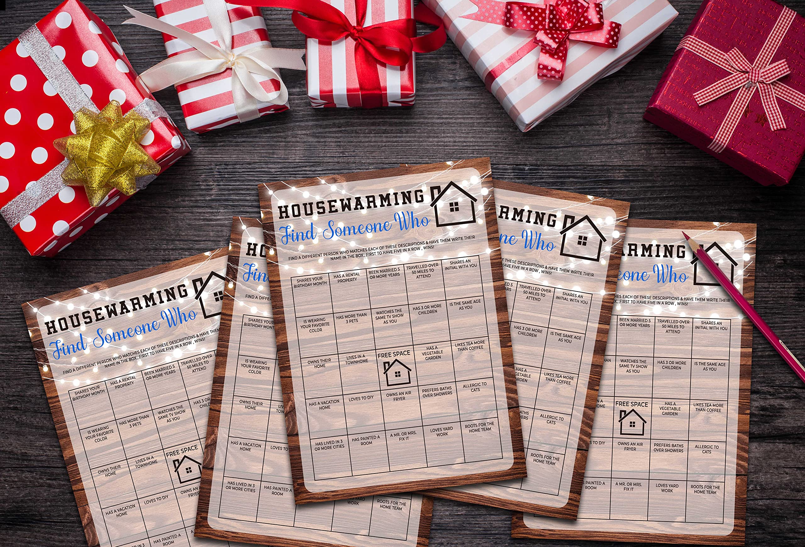 Housewarming Party Games, House Hunt, Rustic New Home, New House, New Homeowner Party Games Cards, 30 Sheets Each Pack
