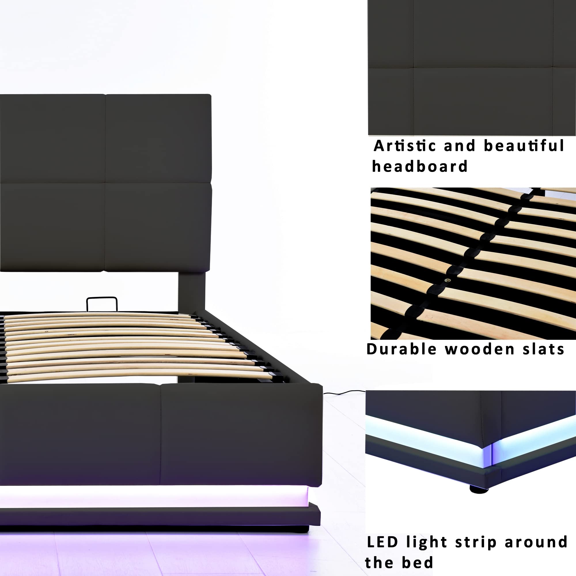 Harper & Bright Designs Queen Platform Bed with Lift Up Storage,Velvet Upholstered Queen Storage Bed Frame with Headboard & Slats Support,No Box Spring Needed,Beige