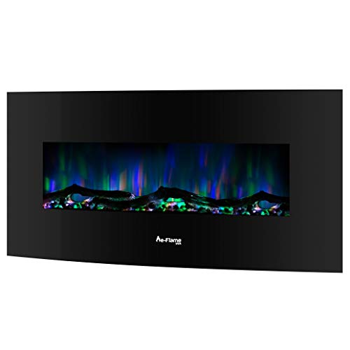 e-Flame USA Sundance Curved Wall Mounted or Freestanding LED Electric Fireplace with Remote - Adjustable, Timer, Remote - 34-inch