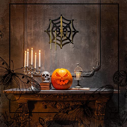 Glenmal Gothic Earring Stand Jewelry Holder Black Key Holder Halloween Bedroom Decor Mount Hanger Decor Organizer for Kitchen Room Home Front Door Entryway Display (Spider Web)