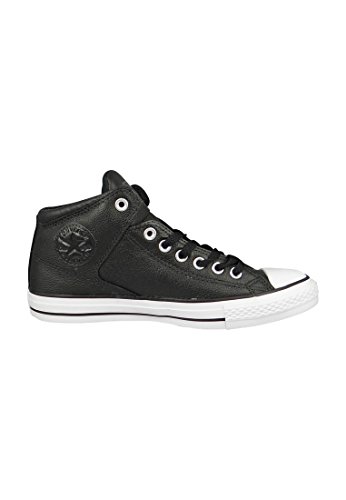 Converse Women and Men Street Leather High Top Sneaker, Black/Black/White, US 11W 9M