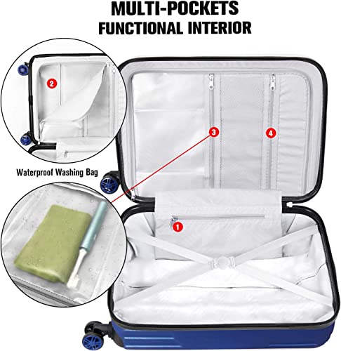 DON PEREGRINO Carry on Luggage 22x14x9 Airline Approved Suitcase with TSA Lock & USB Charger, Hardside Carry on Suitcase with 4 Double Wheels, 5.7lb Lightweight Maletas de Viaje