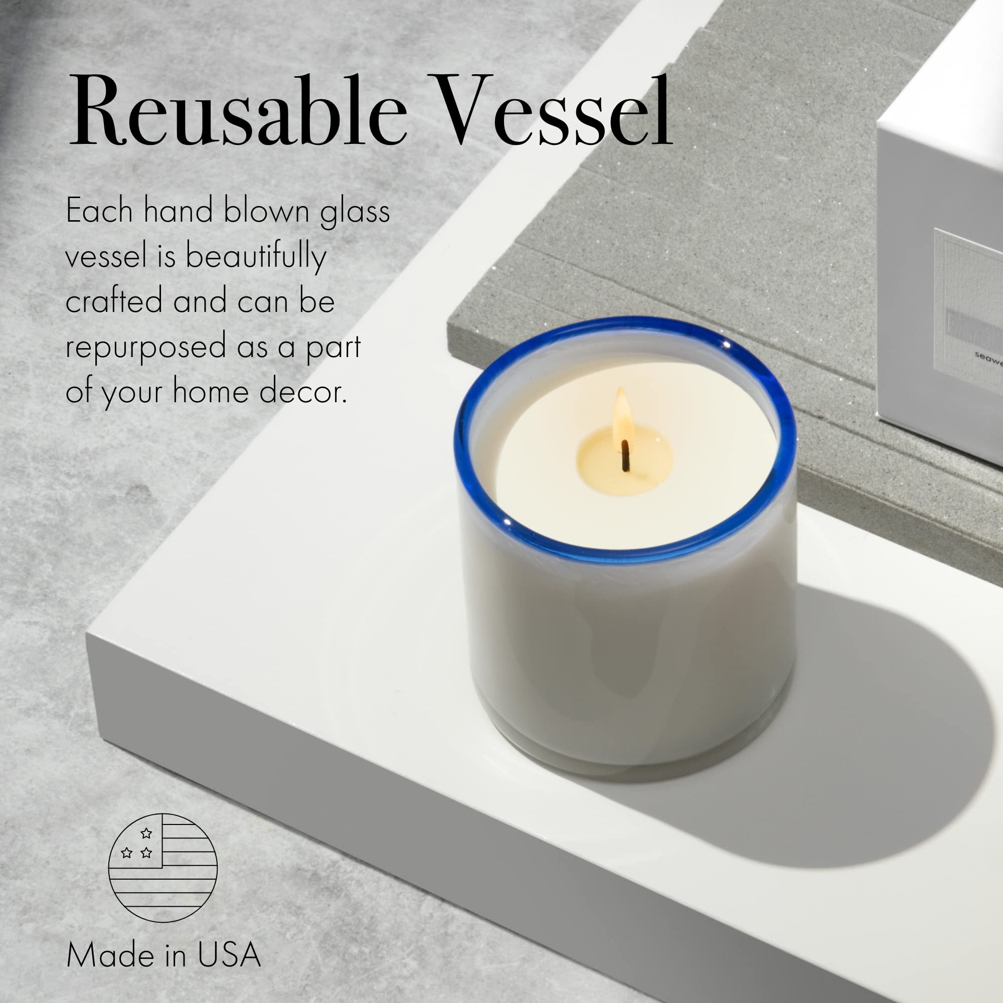 LAFCO New York Signature Candle, Fog & Mist - 15.5 oz - 90-Hour Burn Time - Reusable, Hand Blown Glass Vessel - Made in The USA
