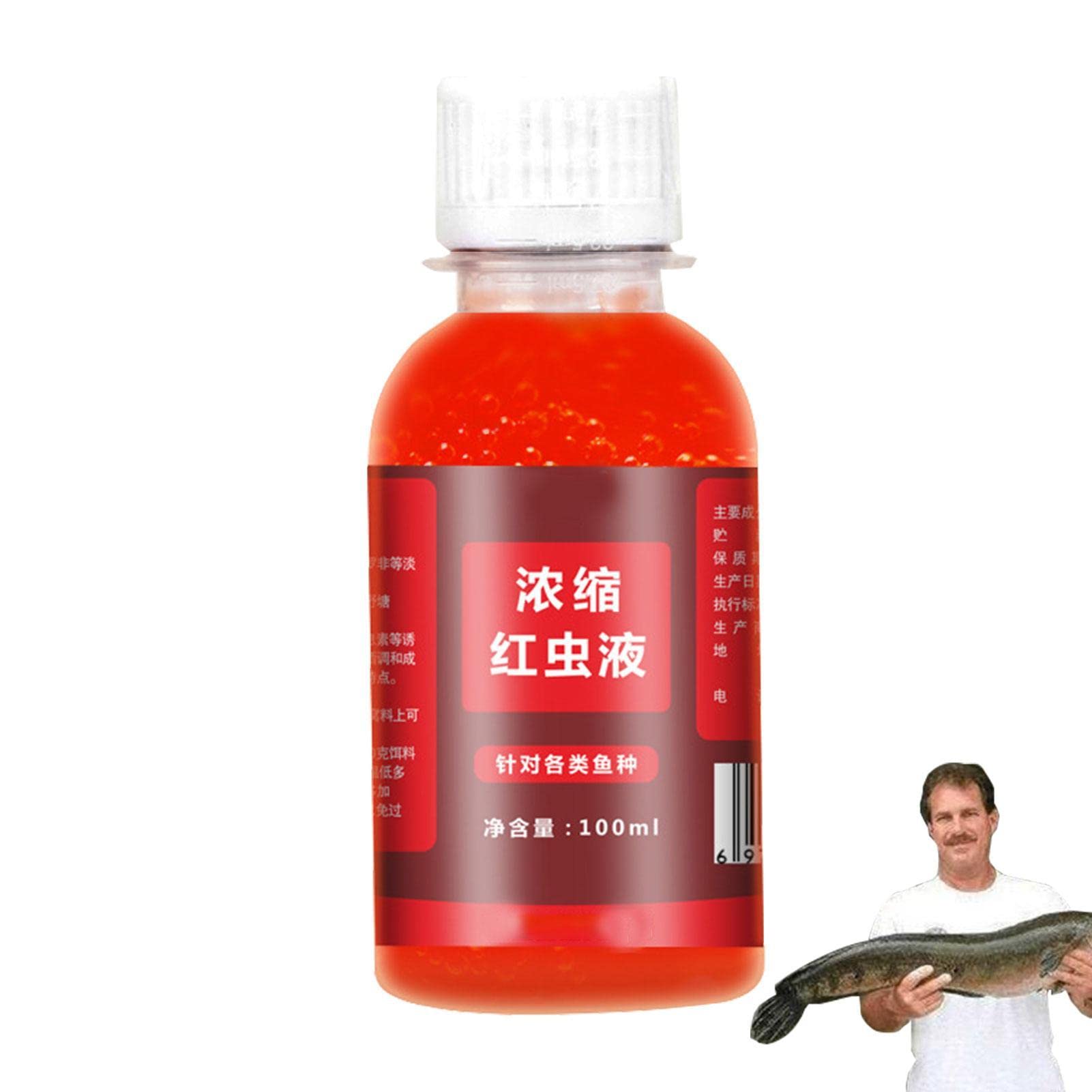 Bait Fish Additive,100ml Concentrated Red Worm Liquid | Fishing Lures Baits, High Concentration Fish Bait Attractant Enhancer, Smell Lure Tackle Food for Trout Cod Carp Bass Generic