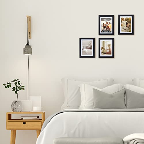 Giftgarden 5x7 Picture Frame Set of 4, 6x8 Matted to Display 5 by 7 Photo with Mat or 6 by 8 without Mat for Wall or Tabletop, Black