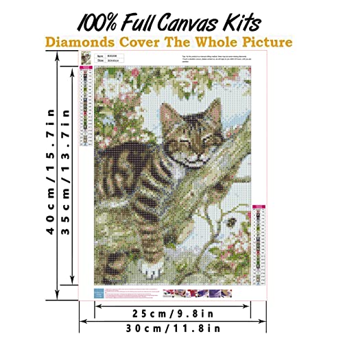 QUITEDEW Diamond Painting Cat Kit,Flower Diamond Art Kits for Adults,Tree Paint with Diamonds Round for Gift,Wall Decor(12x16)