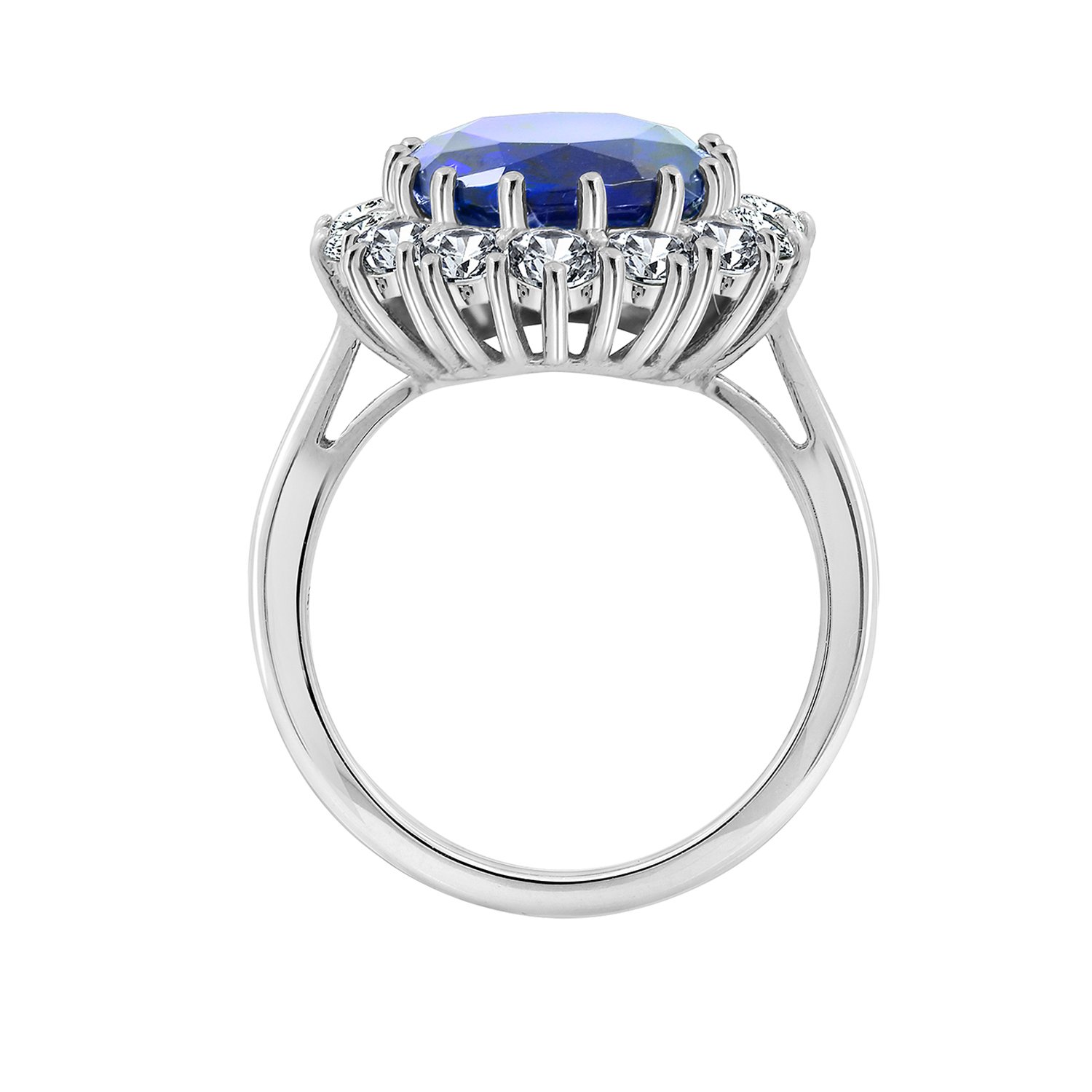 Amazon Essentials Platinum Plated Sterling Silver Celebrity "Kate" Ring made with Infinite Elements Cubic Zirconia Accents, Size 9, (previously Amazon Collection)