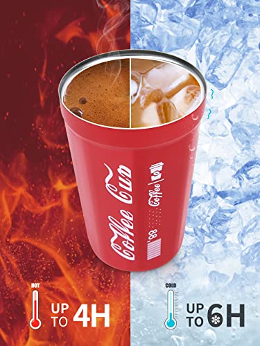 Gr8ware 13oz Travel Coffee Mug with Lid, Leak Proof Coffee Travel Mug for Hot/Iced Drinks, Double Wall, Vacuum Insulation - Red