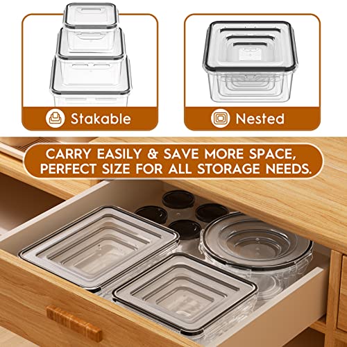 KEMETHY 40 Pcs Food Storage Containers with Lids Airtight (20 Containers & 20 Lids), Plastic Meal Prep Container for Pantry & Kitchen Organization, BPA-Free, Leak-Proof with Labels & Marker Pen