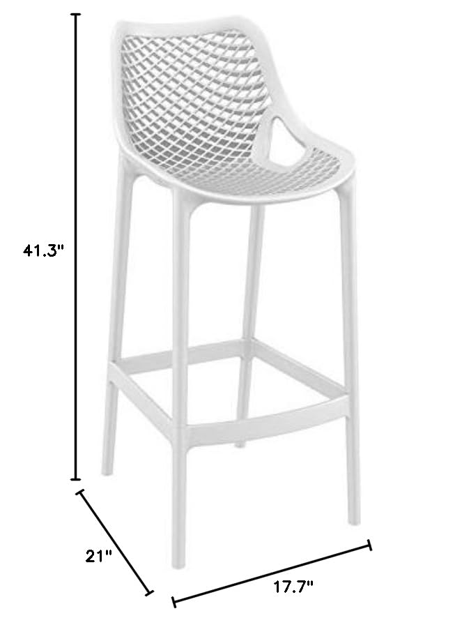 Home Square Polypropylene Patio Bar Stool in White - Set of 2