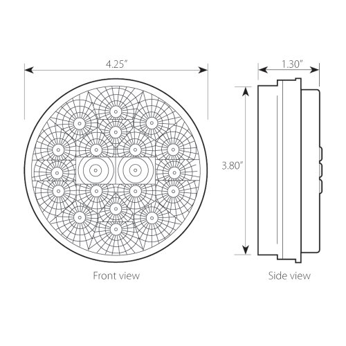 Grand General 77094 Red 4" Round Spyder 20-LED Stop/Turn/Tail Sealed Light with Clear Lens