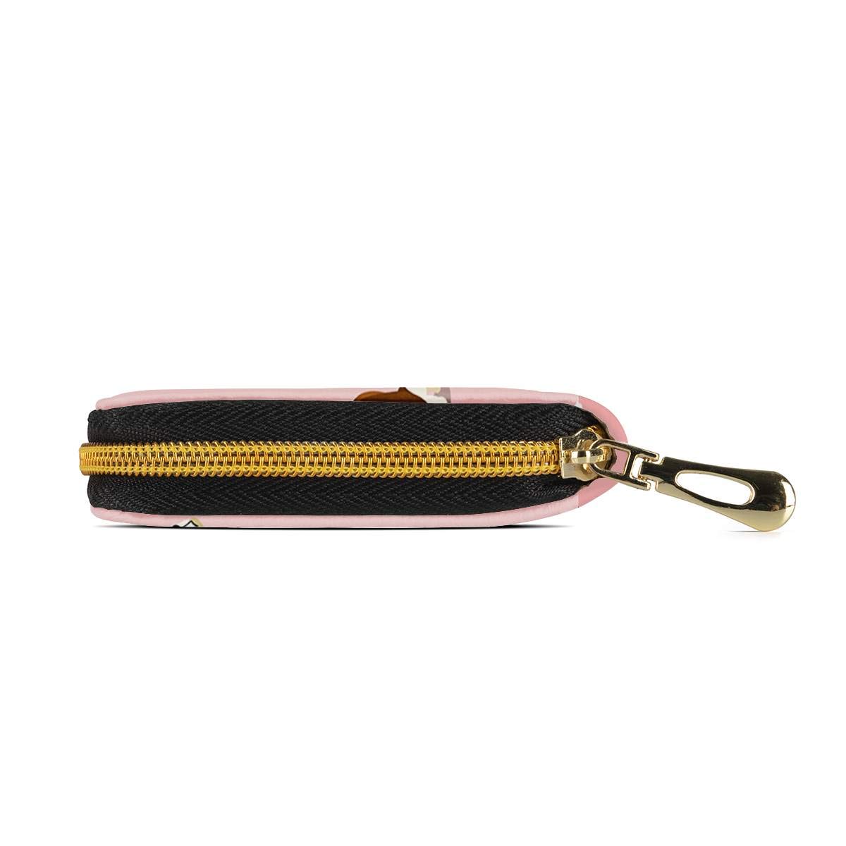FancyPrint Pink Cute Beagle Dog Print Womens Girls Long Wallet Zip Around Purse ID Card Credit Card Holder Organizer Pouch Bag