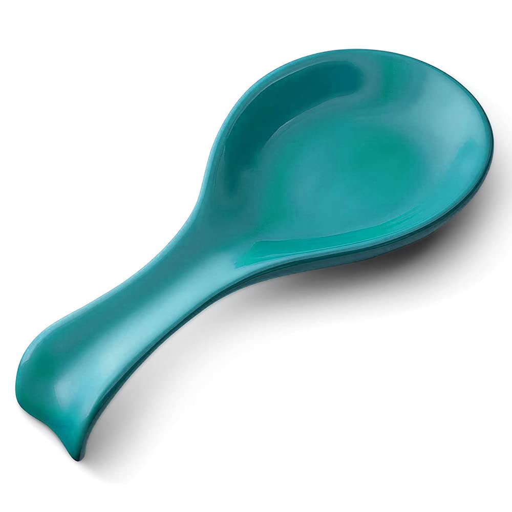 Culinary Couture Ceramic Spoon Rest - Set of 2 - Spoon Holder for Stove Top - Holds Large & Small Spoons, Tongs, Whisk, Ladle & Spatula - Easy to Clean & Dishwasher-Safe - Cooking Accessories - White