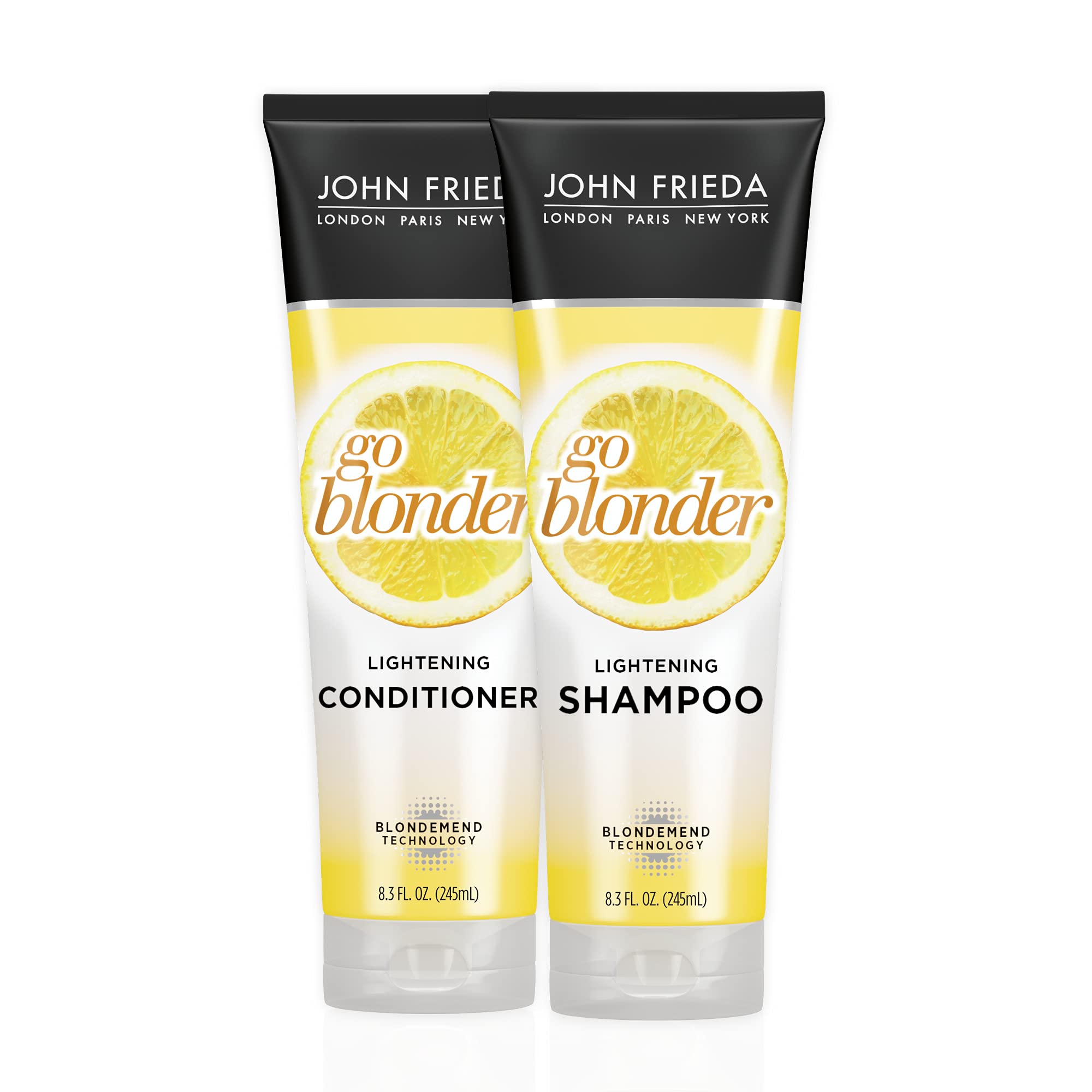 John Frieda Sheer Blonde Go Blonder Shampoo and Conditioner Set, 8.3 Ounce Gradual Lightening, In Shower Lightening Treatment, For Natural or Color-Treated Hair, with Citrus and Chamomile