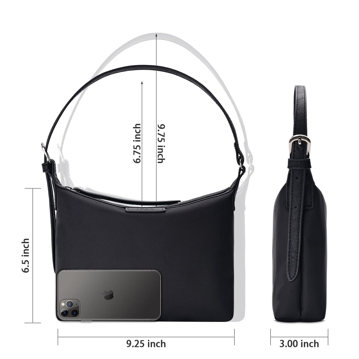 GM LIKKIE Shoulder Clutch Purse for Women, Small Top-Handle Y2K Classic Nylon Purse & Shoulder Handbag