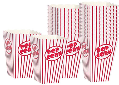 Kedudes Movie Night Popcorn Boxes for Party (20 pack) - Paper Popcorn Buckets - Red and White Popcorn Bags for Popcorn Machine, Movie Theater Decor Popcorn Container, Carnival & Movie Night Supplies