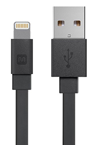 Monoprice Apple MFi Certified Flat Lightning to USB Charge & Sync Cable - 3 Feet - Black | iPhone X, 8, 8 Plus, 7, 7 Plus, 6, 6 Plus, 5S - Cabernet Series