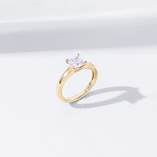Amazon Essentials Yellow Gold Plated Sterling Silver Solitaire Engagement Ring set with Princess Cut Infinite Elements Cubic Zirconia (1 cttw), Size 7, (previously Amazon Collection)