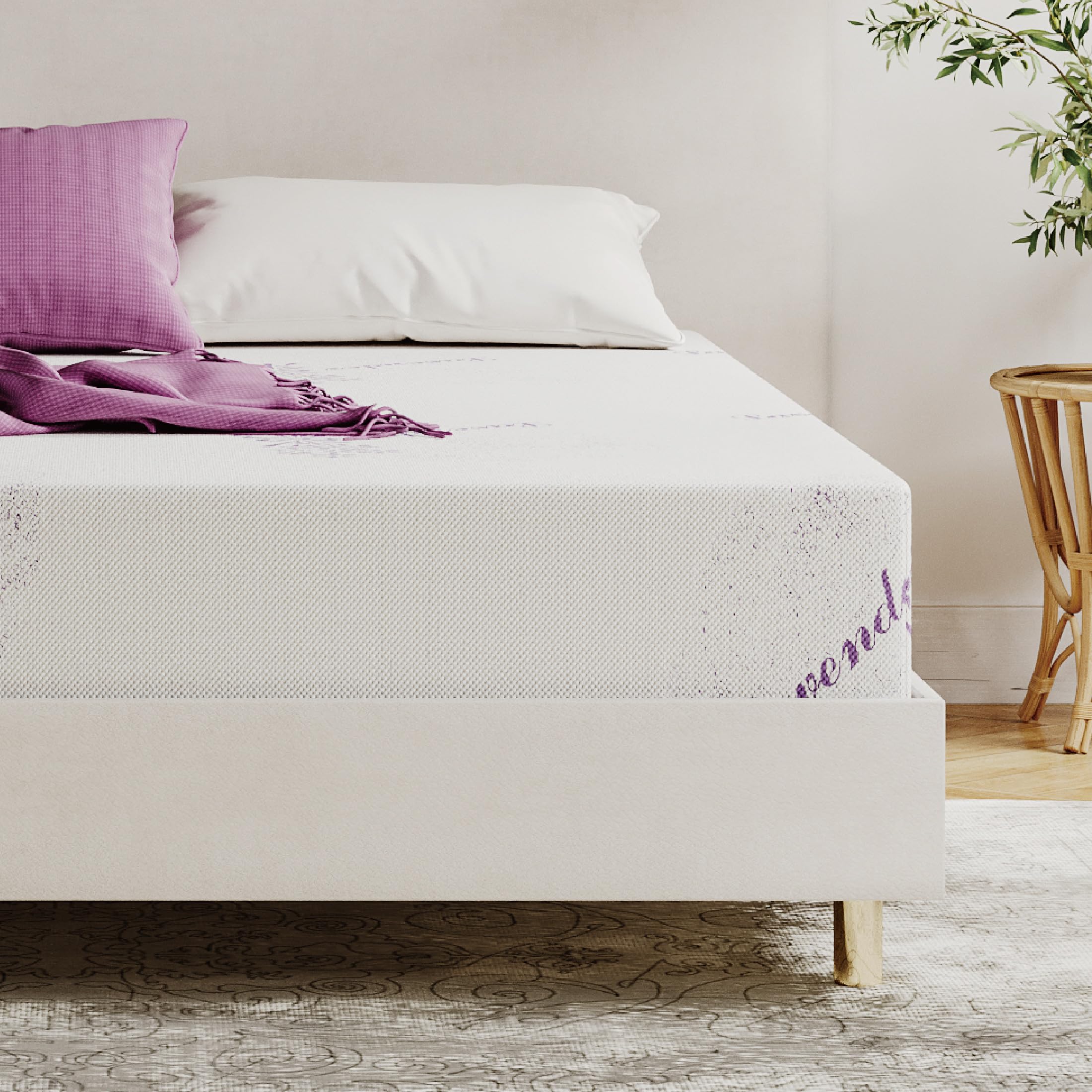 Dyonery 8 Inch Lavender Infused Memory Foam Mattress Queen Size, Pressure Relief, Bed in a Box, CertiPUR-US Certified
