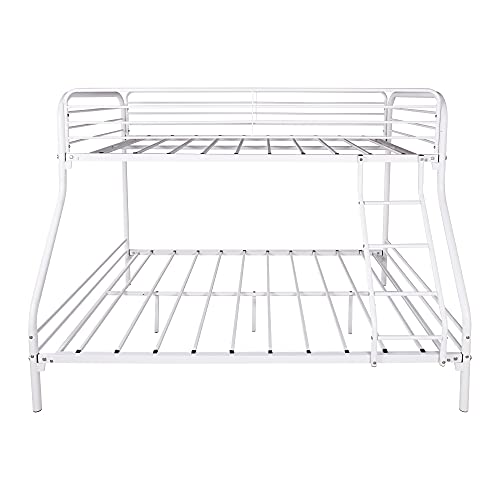 EMKK Twin Over Full Metal Bunk Bed with Ladder & Safety Guard Rails,Low Bunkbeds w/Sturdy Steel Slat Support, for Kids Teens Adults,Space Saving, No Box Spring Need