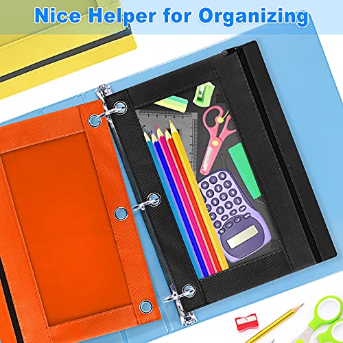 Gloween 6 Pack Binder Pencil Pouches for 3-Ring Notebook Binder, Fabric Pencil Pouches Cases Pockets Bags for Home/Office/School Suppliesā¦