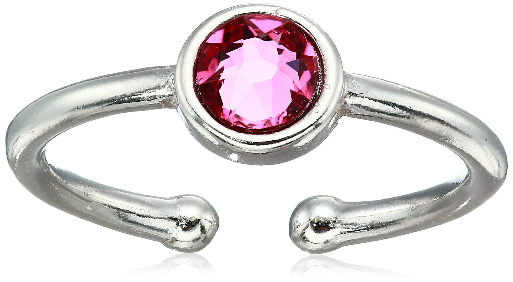 Alex and Ani Birthstones Adjustable Ring for Women, Rose Crystal for October, 925 Sterling Silver, Fits Ring Sizes 6 to 9