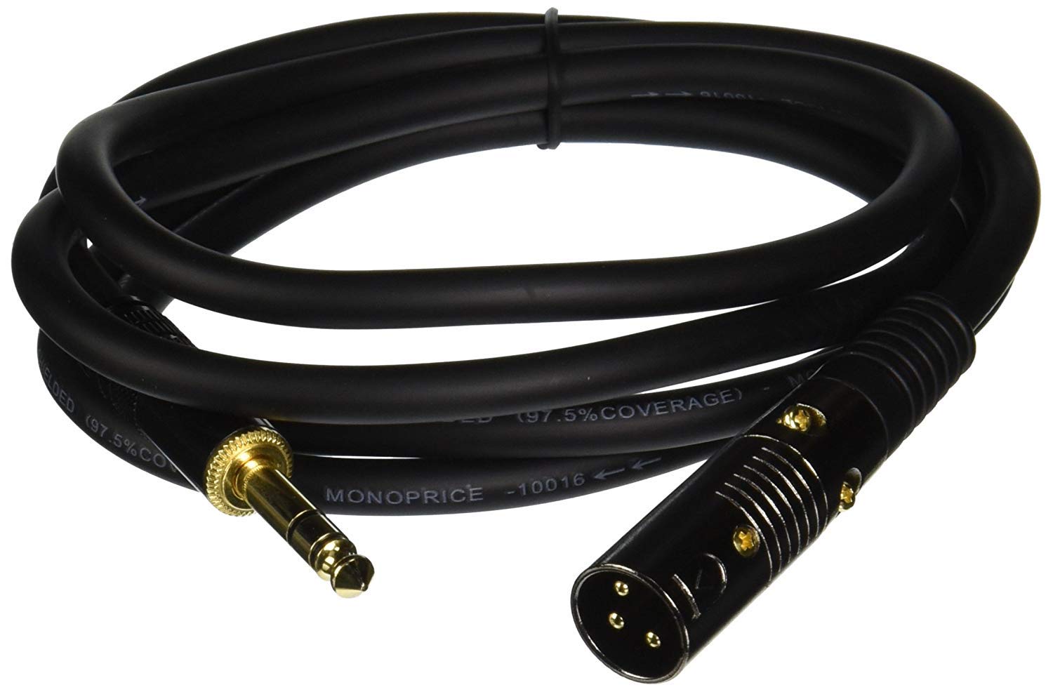 Monoprice XLR Male to 1/4-Inch TRS Male Cable - 6 Feet - Black, 16AWG, Gold Plated, High Fidelity and Eliminate Noise in the Recording Studio and On Stage - Premier Series