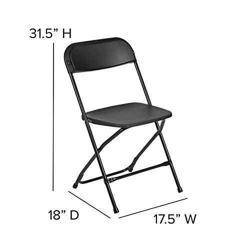 EMMA + OLIVER Set of 10 Black Stackable Folding Plastic Chairs - 650 LB Weight Capacity