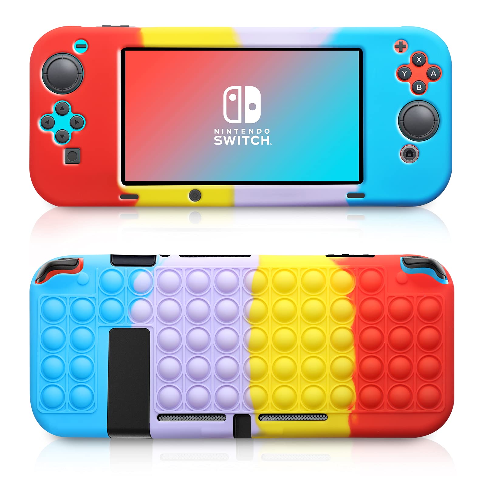 ATESSON Pop Bubbles Silicone Case Compatible with Nintendo Switch 6.2, Anti-Anxiety Case for Kids and Adult (Red)