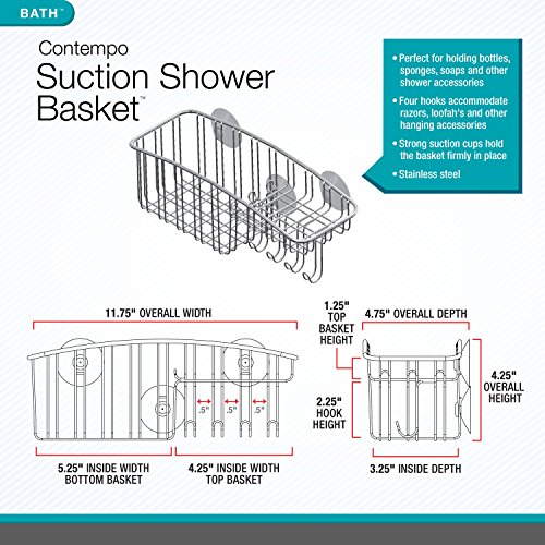 Spectrum Diversified Bathroom Contempo Shower, Stainless Steel, Basket w/Hooks