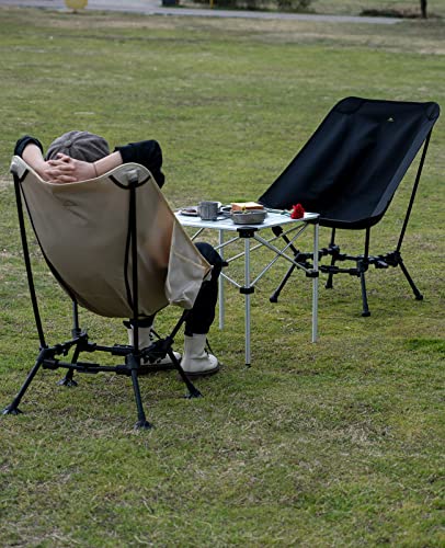 iClimb Two-Heights Light Compact Comfortable Camping Folding Beach Chair with Anti-Sinking Large Feet and Carry Bag (Beige)